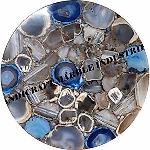 27" Inch Mix Agate Blue Grey Brown Agate Round Coffee Table, Agate Table, Stone Coffee Table, Agate Table Top, Agate Coffee Table, Agate Side Table Home Decor