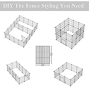 LURIVA DIY Small Animal Pet Playpen, Guinea Pig Cages, Rabbit Playpen, Dog/ Puppy Playpen, Indoor Portable Metal Wire Yard Fence, 15 X 12 Inch, 12 Panels, Black