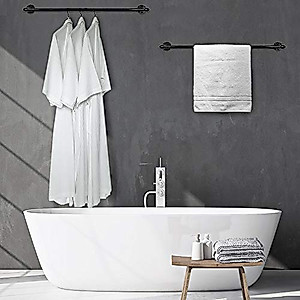 Neala Industrial Pipe Clothing Rack Set 31.5 Inches Black Iron Garment Rack 2 pack Multifunction Hanging Clothing Rod for Storage Retail Display Wall or Ceiling Mount in Bathroom Bedroom and Balcony