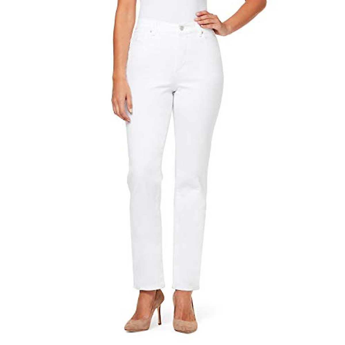 Gloria Vanderbilt womens Amanda Classic High Rise Tapered Jeans, Vintage White, 4 Short US