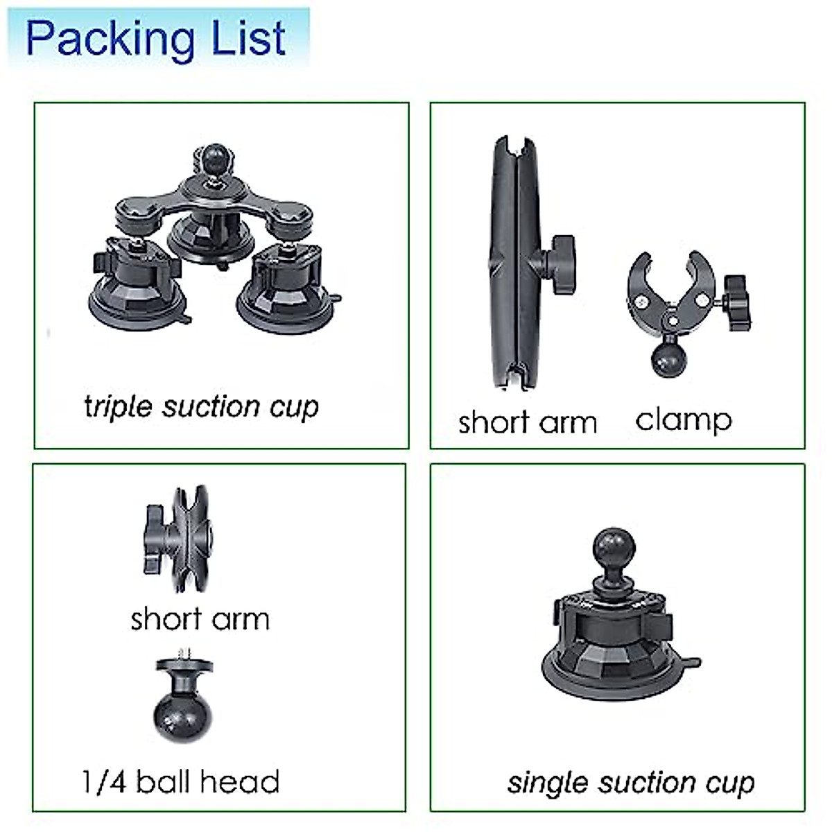 Fotoleey Suction Car Mount for Insta360 x3, x2, One RS Compatible with GoPro Hero 11, Hero 10, Hero 9, Max —Camera Triple Suction Mount Kit for Action Cameras (Stick is Not Included)