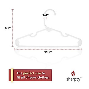 Sharpty Kids Plastic Hangers, Children's Hangers for Baby, Toddler, and Child Clothes - Everyday Standard Use - Ideal for Boys and Girls Closet, Clothing, Pants, Coats, and More - White, 60 Pack