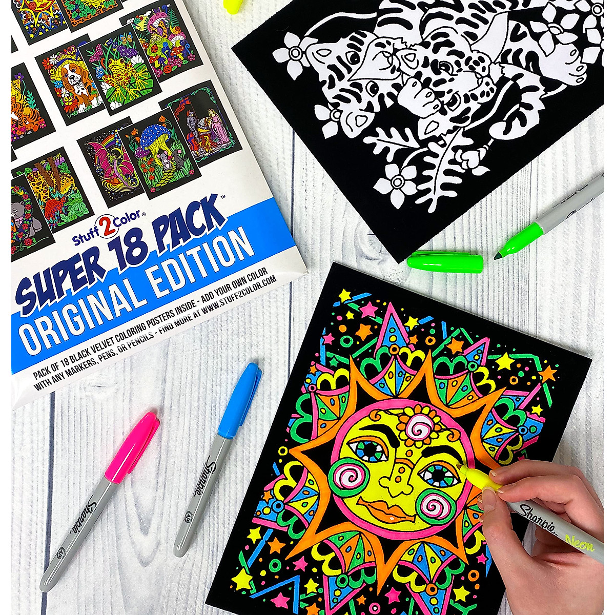 Colossal Pack of 54 Fuzzy Velvet Coloring Posters (All Unique Designs) - Bulk Crafts and Coloring Activity for All Ages - Great for Group Projects, Assisted Living, Classrooms, and Rehab Centers