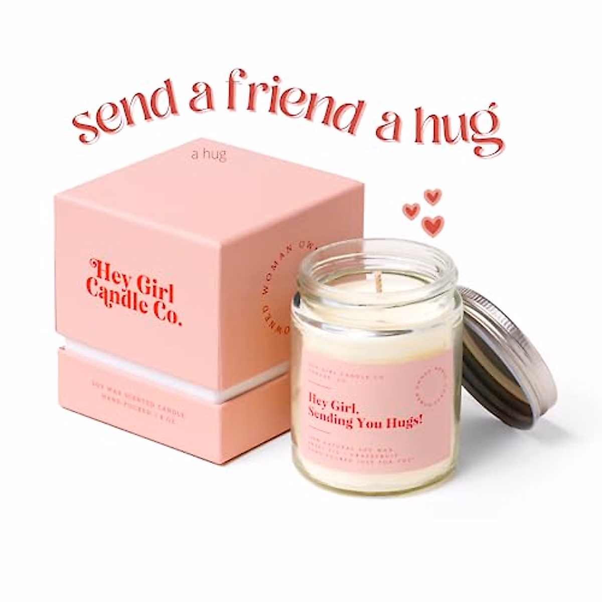Hug in A Jar Candles Gifts for Women, Thinking of You Gift Candles, Sweet Fig + Grapefruit 10oz Long Lasting Aromatherapy Candle in Glass Jar with Gift Box