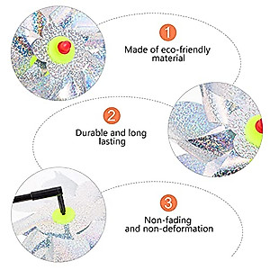 BESPORTBLE 5PCS Bird Blinder Pinwheels Sparkly Holographic Pin Wheel Spinners Scare Off Birds and Pests for Yard and Garden (Silver)