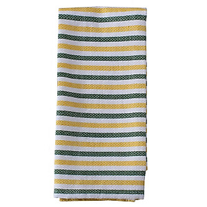 ANA Eco-Friendly 100% Cotton and Highly Absorbent Kitchen Discloth Towels | Lemon Yellow Print | Set of 4 | Stripe and Check Print | 20x28 inch | Designed to Make Your Kitchen More Alluring