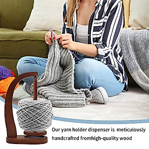 Sthmeyue Yarn Holder for Crocheting, Beech Yarn Spinner: Effortless Rotation Achieved Through Magnetic Levitation,Wooden Spinners for Crocheting，Yarn Ball Holder (Brown)