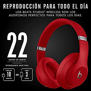 Beats Studio3 Wireless Noise Cancelling Over-Ear Headphones - Apple W1 Headphone Chip, Class 1 Bluetooth, 22 Hours of Listening Time, Built-in Microphone - Red