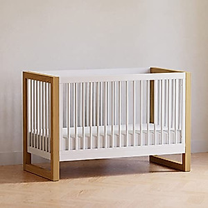 NAMESAKE Nantucket 3-in-1 Convertible Crib with Toddler Bed Conversion Kit in Warm White and Honey, Greenguard Gold Certified (M23301RWHY)