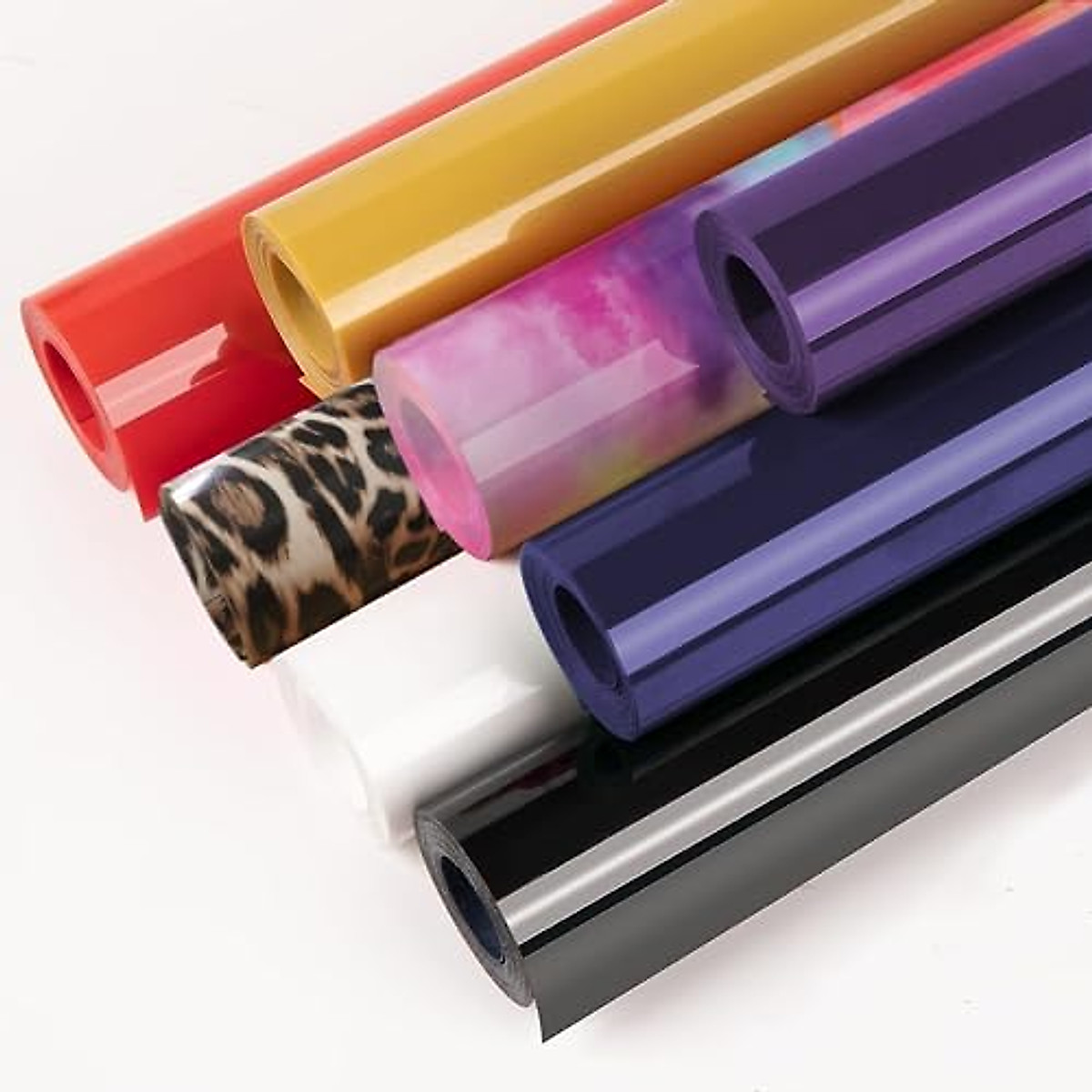 HTV Heat Transfer Vinyl Bundle (8 Packs) - 6 Packs 12" x3.3FT and 2 Packs 9.8" x 3.3FT HTV Vinyl Rolls for T-Shirt, Halloween Vinyl for T-Shirts Fabric DIY Craft