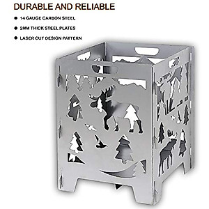 SuperHandy Incinerator Cage Fire Box Reindeer Christmas/X-Mas Tree (Develops Patina Finish) Heavy Duty Steel Large 21"x 21"x 27" inches for Burning Wood at Bonfire, Beach Pit or Backyard Gathering