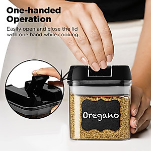 Shazo 9 PC Airtight Food Storage Containers + 9 Spoons - BPA Free Clear Plastic Snack & Spice Containers with Easy Lock Lids - Kitchen and Pantry Organization for Herbs, Coffee, Tea - 0.5L / 2.1 Cups