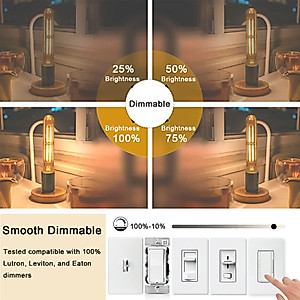 NOVELUX 7.3 Inch E26 Led Bulb 60 watt Dimmable,2700k Soft White Edison Bulbs,6W Tubular T10 Long Clear Glass Light Bulb for Rustic Pendant,Industrial Pipe,Wall Sconces,Chandeliers(4 Pack)
