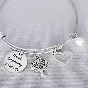 Kivosliviz Grandma Bracelet Grandmother Bracelet for WomenBest Grammy Ever Bangle Charm Bracelets from Granddaughter Nana Grammy