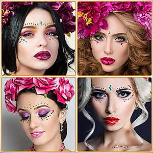 Hicarer 15 Sheets Eye Body Face Nail Gems Rhinestone Stickers Face Gem Festival Self Adhesive Rhinestones Stickers for Women Accessory DIY Makeup Nail Decorations (Chic Style)