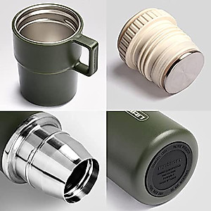 Insulated Water Bottle with Cup, 21 OZ Stainless Steel Water Bottle, Coffee Insulated Bottle with Handle, Double-Walled Thermal Water Bottle for Hot Drinks & Cold Drinks, Blue