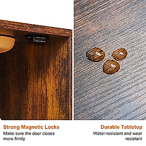 Heybly Cat Tree, Wood Litter Box Enclosure with Food Station, All-in-one Indoor Cat Furniture with Basket and Condo, Modern Style Cat Tower, Hammock, Rustic Brown HCT101SR