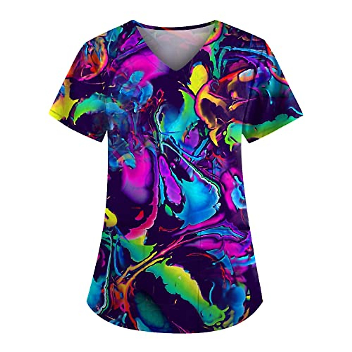 Women's Medical Scrub Shirts Medical Scrub Top Large Stretch Breathable Comfortable Kid Friendly Pediatric Nurse Uniform Shirt with Pockets Blue Nursing Tunic Tops 2XL Cotton Scrubs for Women