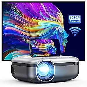 Outdoor Projector with WiFi, 1080P Full HD Supported Portable Projector 8000L Movie Projector Home Theater Compatible with TV Stick HDMI USB AV Smartphone Laptops