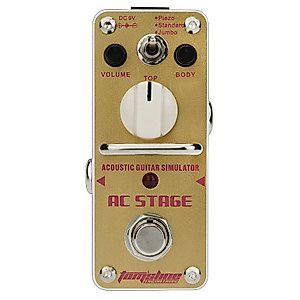 TienClef Acoustic Guitar Effect Pedal AC Stage True Bypass 3 Mode Analog Simulator for Electric Guitar Effector, Golden, Acoustic Guitar Simulator (AAS-3)