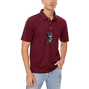 MAGCOMSEN Short Sleeve Polo Shirts for Men Quick Dry Polo Shirt Golf Polo Shirts Work Shirts Athletic Fall Shirts Golf Shirts Wine