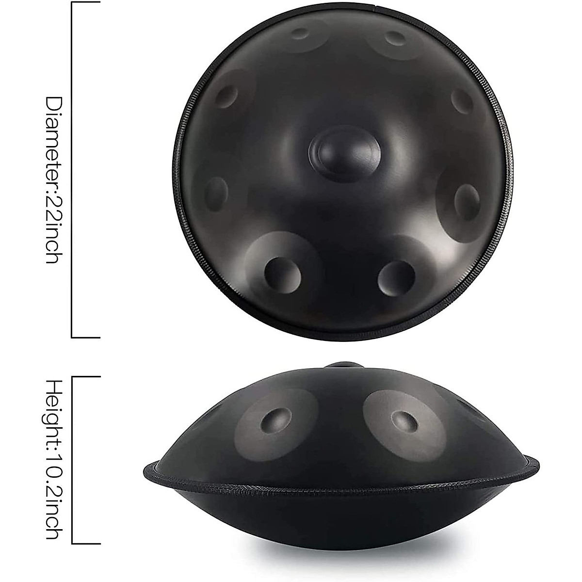 MFYDPP Handpan Steel Drum,9 Notes 22 Inch Steel Tongue Drum with Soft Hand Pan Bag, 2 Handpan Hammers, Handpan Stand, Dust Free Cloth