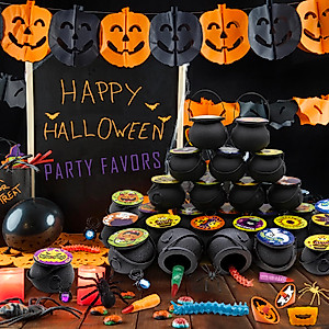 BEARUN 192Pcs Halloween Party Favors for Kids, 24 Pack Prefilled Witch Cauldron Toys in Bulk, Goodie Bag Fillers, Gifts, Party Supplies, Non-Candy Trick or Treat