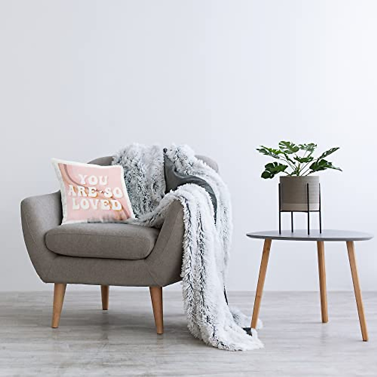 Stupell Industries Loved Retro Pink Rainbow Stripes Design by Daphne Polselli Throw Pillow, 18 x 18