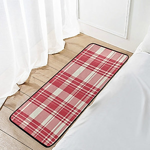 susiyo Plaid Red Kitchen Rug Floor Mat Non-Slip Anti Fatigue Memory Foam Comfort Standing Mats for Entryway Hallway Bathroom Welcome Doormat 39x20inch