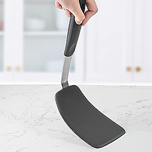 TACGEA Silicone Spatula Turner 2 Pack for Nonstick Cookware 600°F Heat Resistant, Kitchen Cooking Utensils for baking, flipping eggs, Burgers, Pancake