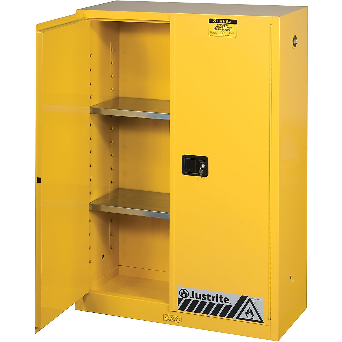 JUSTRITE 894500 Sure-Grip EX Standard Safety Cabinet, 43w x 18d x 65h, Yellow