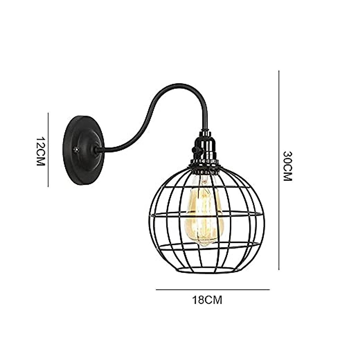 ACLBLK American Style Retro Wall Lamp Iron Art Lamp Home Decoration Wall Lamp Black E27 Balcony Garden Patio Villa Outdoor Light Lighting Fixtures Creative External Waterproof Wall Sconce