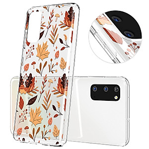Cavka Phone Case Compatible with Samsung Galaxy A73 A72 5G A71 A54 A52 A42 A34 A32 A14 A11 Maple Oak Leaf Mushrooms Print Bumper Silicone Cute Clear Protective Shockproof Transparent Autumn Leaves