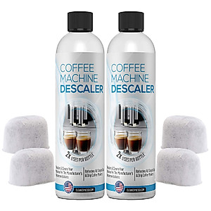 Keurig Compatible Descaling Solution (2 Bottles, 4 Uses Plus 4 Filters) - Universal Descaler Cleaner Concentrate Kit Compatible With All Keurig 1.0 & 2.0 K-Cup Pod Machines and Espresso Machines
