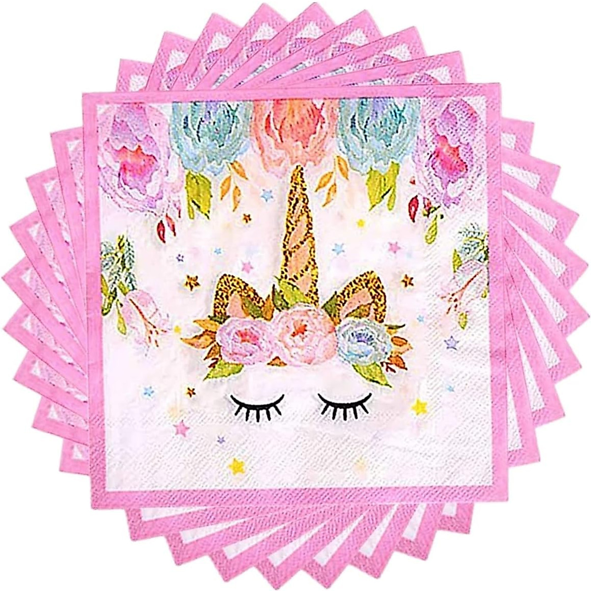 50 PCS Pink Unicorns Napkins for Girls' Birthday Parties - Perfect Party Supplies for Baby Showers - Disposable Unicorn Tableware Paper Napkins