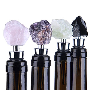 LUXURY NOW - Wine Bottle Stoppers | Champagne Saver Sealer | Natural Crystal Stone | Decorative Crystal Whiskey | Gemstone Preserve for Wedding Gift & Decoration