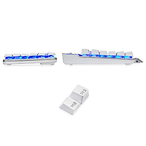 EagleTec KG051-BR BLUE LED Backlit Mechanical Gaming Keyboard Low Profile Mechanical Gamers Keyboard 104 Key Mechanical Computer USB Gaming Keyboard for PC (WHITE VERSION)