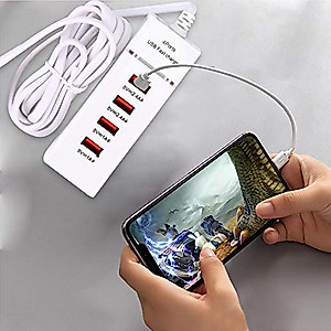 Scicalife Desktop USB Charging Station 4 Ports USB Charger Portable Fast Charging Surge Protector Power Strip for Smartphone Tablet Laptop Computer(White,US Plug)