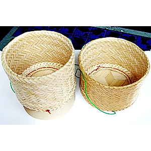 Thai Sticky Rice Basket Size 3 Inches (Pack of 6) Handmade Bamboo Rice Container