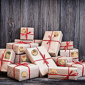 Giiffu 144 Xmas Adhesive Labels Natural Kraft Simple Christmas Self Adhesive Name Gift Tags ​Holiday Present Stickers