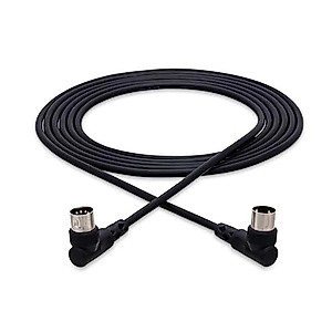 Hosa MID-305RR Right-angle MIDI Cable, Right-angle 5-pin DIN to Same, 5 ft