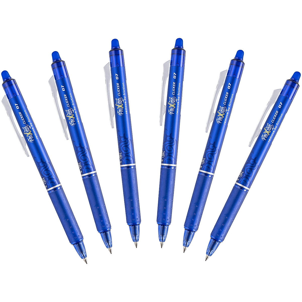 Pilot FriXion Clicker Retractable Erasable Gel Pens, Fine Point, Blue Ink (6)