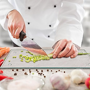 JAMBALAY Tempered Glass Cutting Board 12"x16" for Kitchen Dishwasher Safe with Rubber Feet, Scratch Resistant, Heat Resistant, Shatterproof