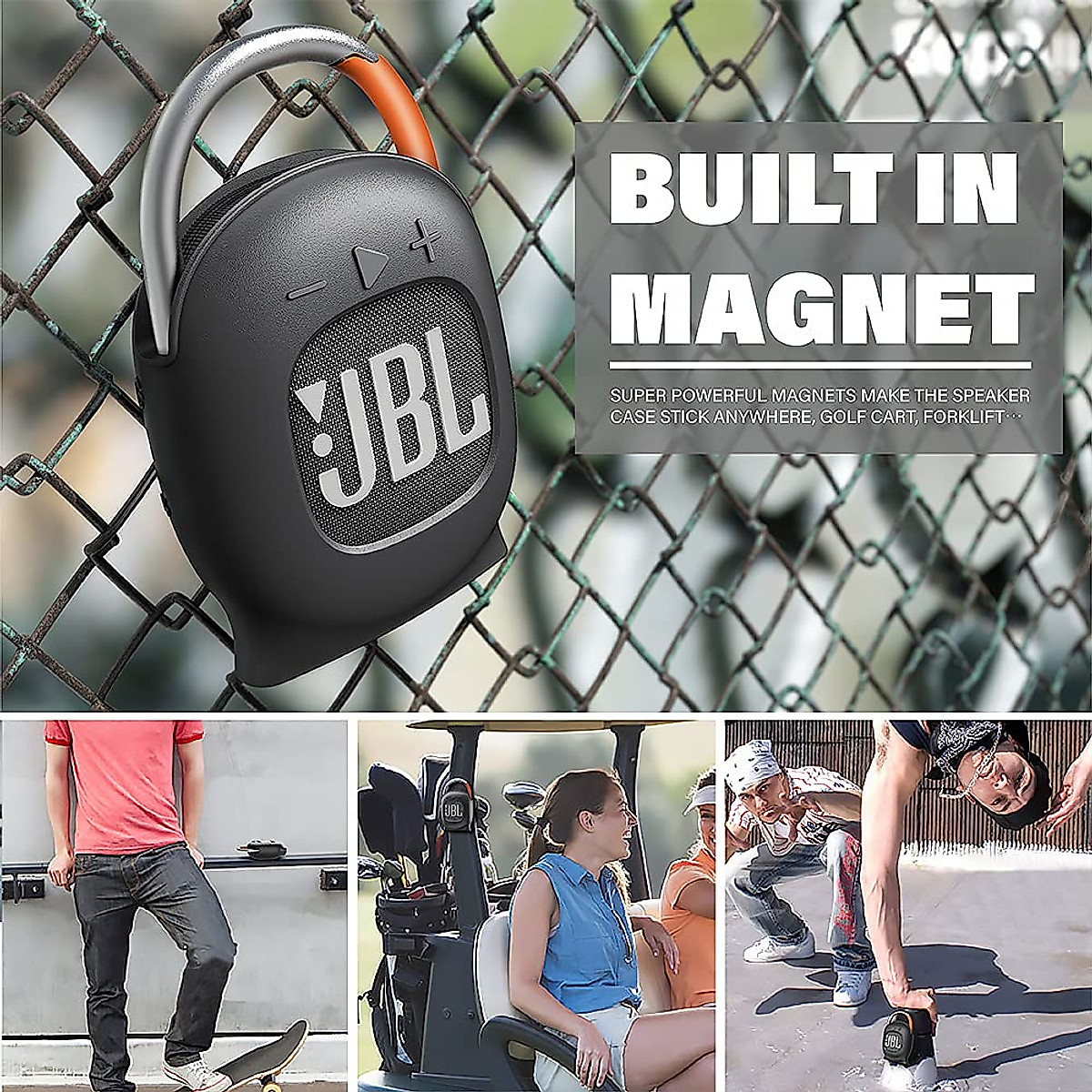 TUSITA Magnetic Silicone Case Compatible with JBL Clip 4