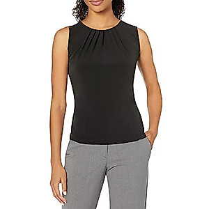 Calvin Klein Women's Pleat Neck Sleeveless Cami, Black, 14