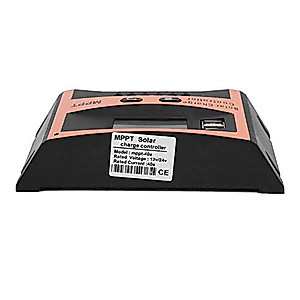 Qiilu 40A Solar Charge Controller, 12V/24V MPPT Solar Panel Regulator LCD Screen with Dual USB Port Auto Battery Controller