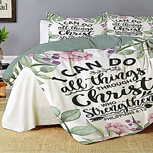 ARTBLANKET Bible Verse I Can Do All Things Bedding Duvet Cover 3 Piece Set King 104 x 90in Ultra Soft and Breathable(1 Comforter Cover + 2 Pillow Shams)