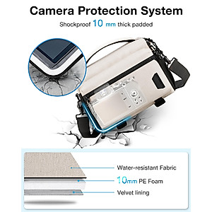 BAGSMART Camera Bag, Small Camera Case with Tripod Holder, Compact Camera Shoulder Bags for DSLR/SLR/Mirrorless Cameras, Waterproof Crossbody Camera Bag Women Men, Ivory White