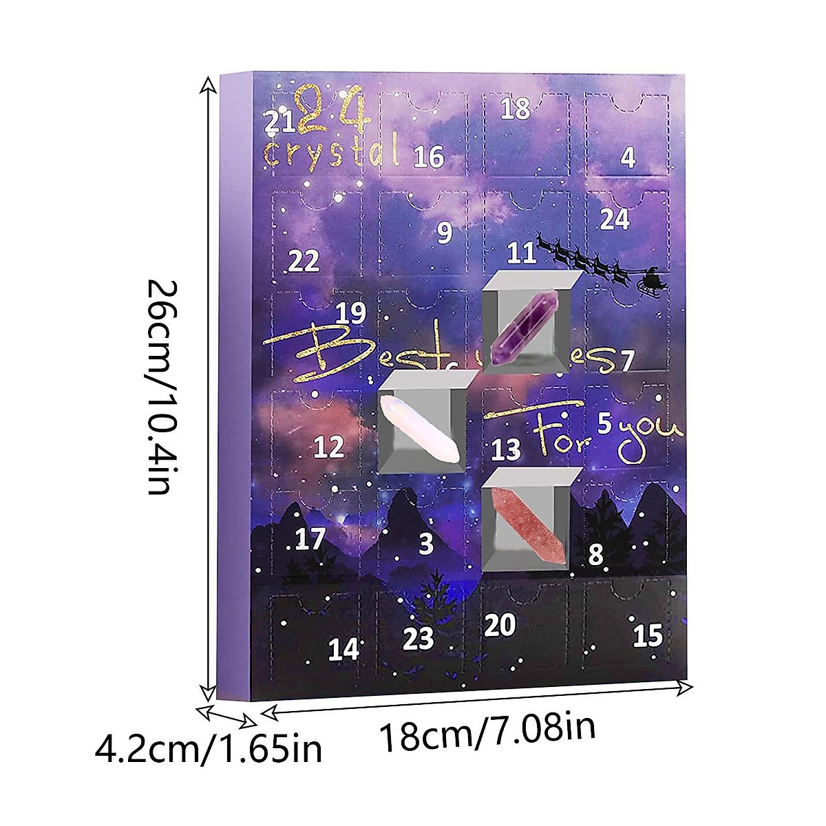JRINK Crystals Christmas Advent Calendar, Stones Cultivates Self-Care Christmas Advent Calendar, 24 Days Natural Stone Gift Box, Natural and Pure Collection Gift for Yoga and Geology Enthusiasts