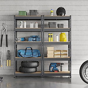 Topeakmart 5-Tier Utility Shelves, Metal Storage Shelves, Adjustable Shelving Units, Boltless Assembly, Garage Shelves Shed Shelving for Warehouse Garage Shed Basement- Dark Gray, 27.5 x 12x 60 Inch